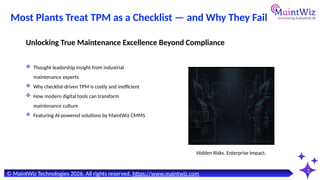 Most Plants Treat TPM as a Checklist — Why It Fails and How AI-Powered ...