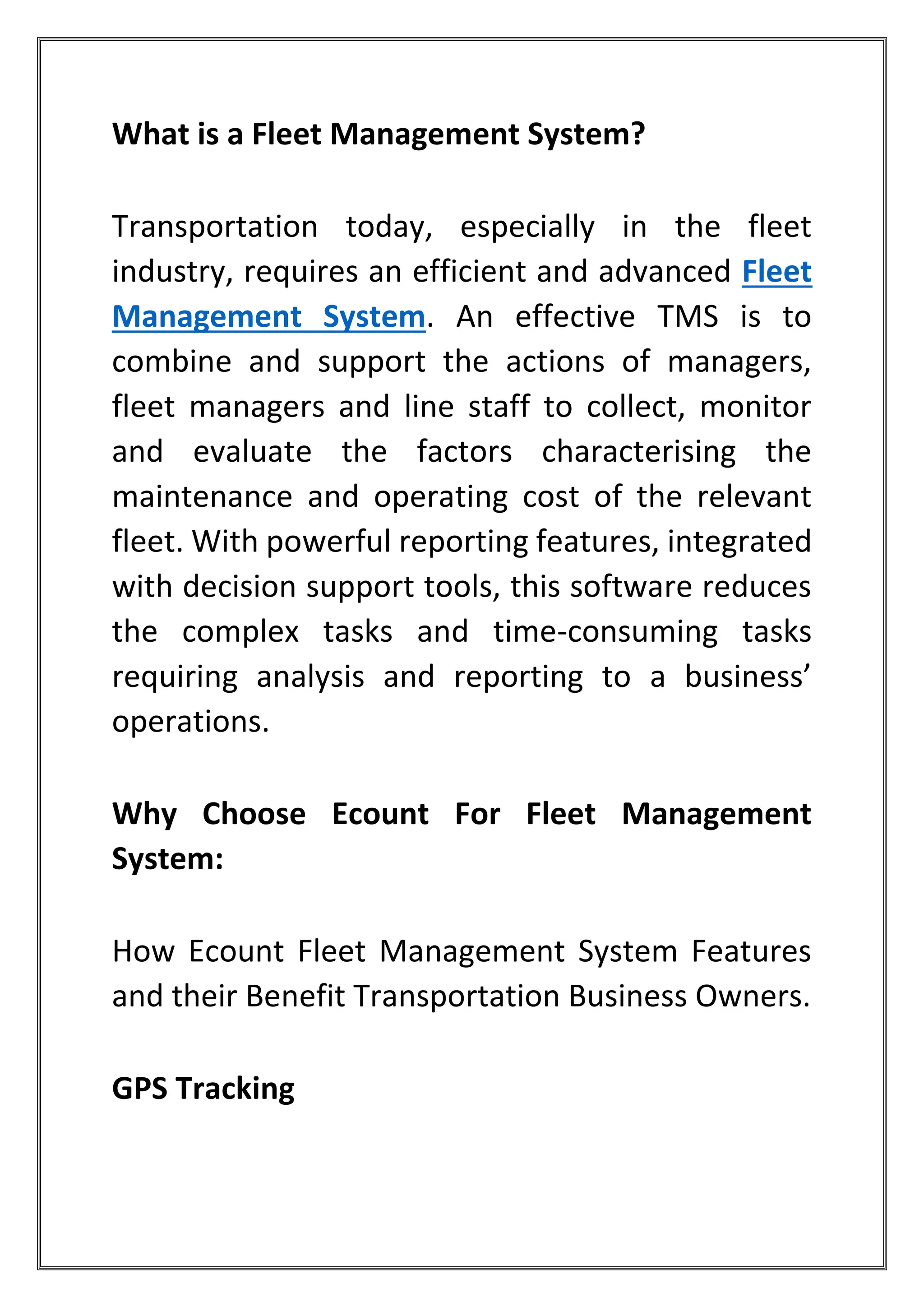 The Most Advanced Fleet Management System | PDF