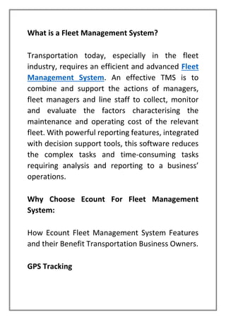 The Most Advanced Fleet Management System | PDF