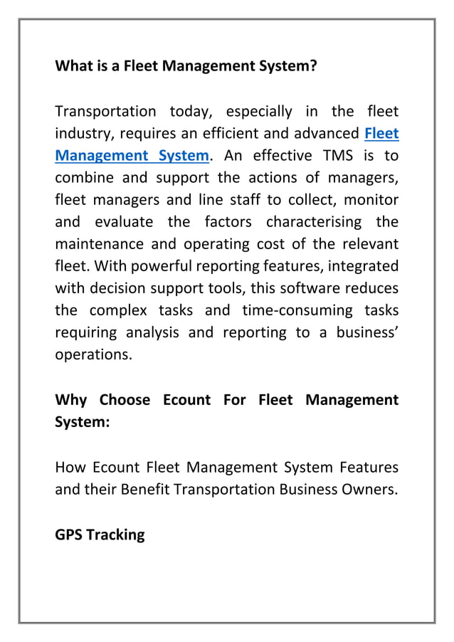 The Most Advanced Fleet Management System | PDF