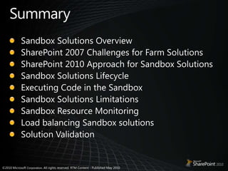 Mostafa Elzoghbi: SharePoint 2010 Sandbox Solutions Best Practices | PPTX