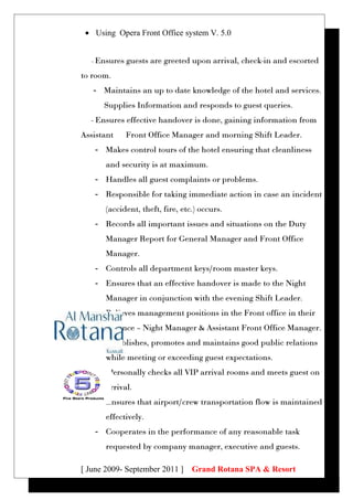 Mostafa fathallah c.v(2) | DOC | Hotels and Motels | Travel Type