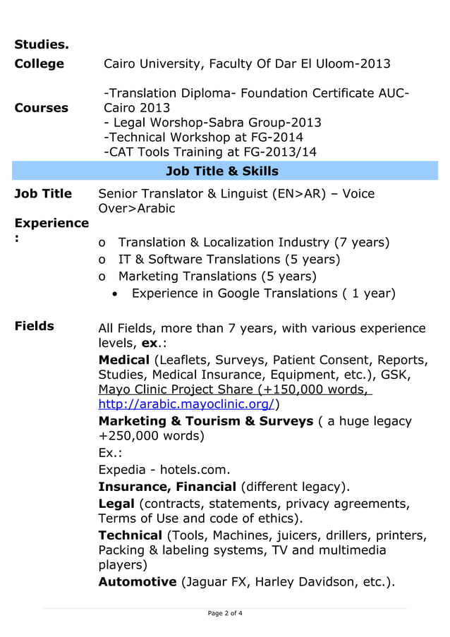 Mostafa mahdy senior translator (en into ar)-cv | PDF Mostafa mahdy senior translator (en into ar)-cv | PDF