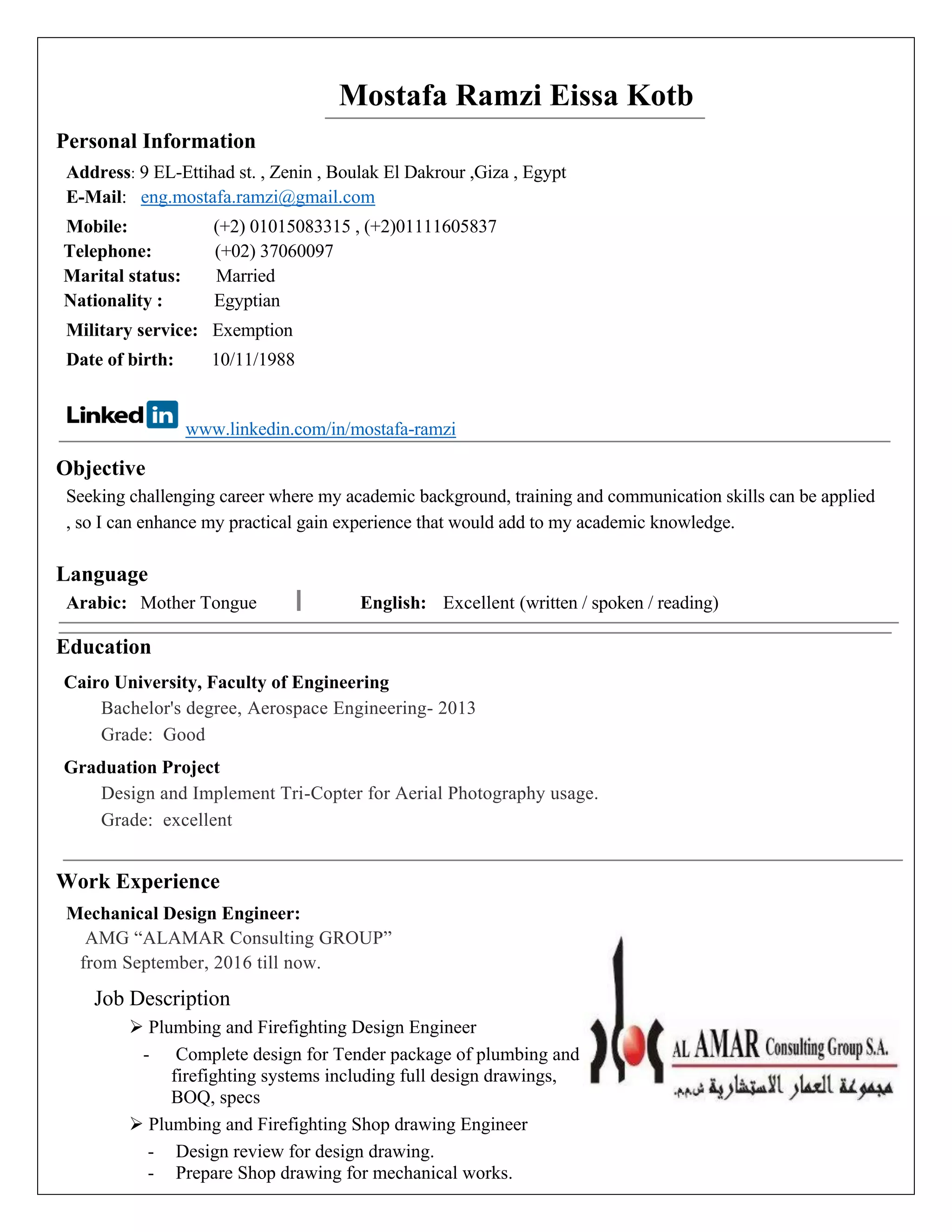 Mostafa ramzi's CV | PDF