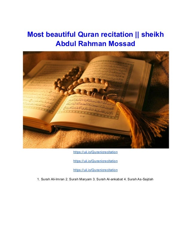 Most beautiful quran recitation sheikh abdul rahman mossad | PDF