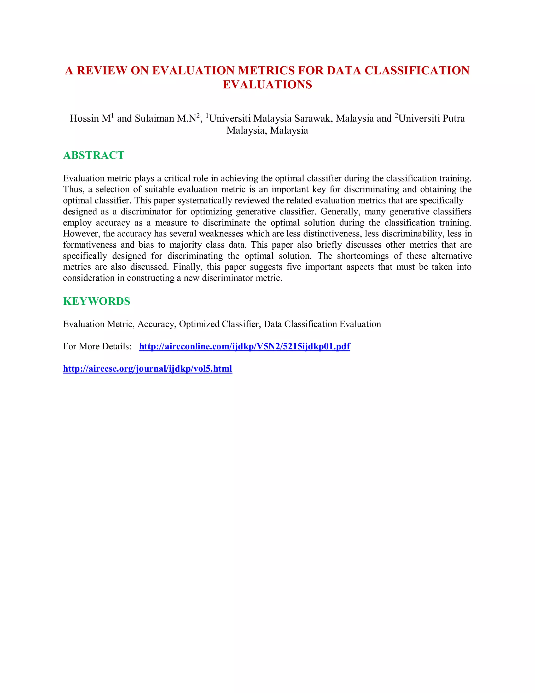 Most Cited Articles in Academia ---International Journal of Data Mining & Knowledge Management ...