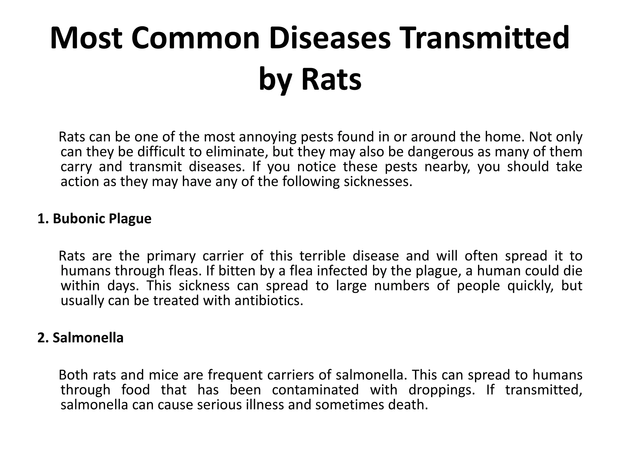 Most Common Diseases Transmitted by Rats | PPTX