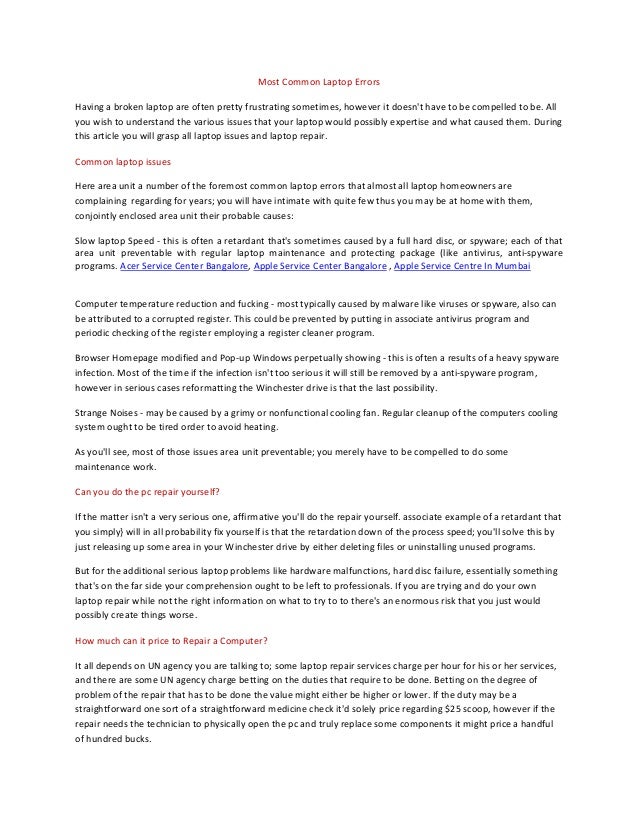Most+common+laptop+errors | PDF