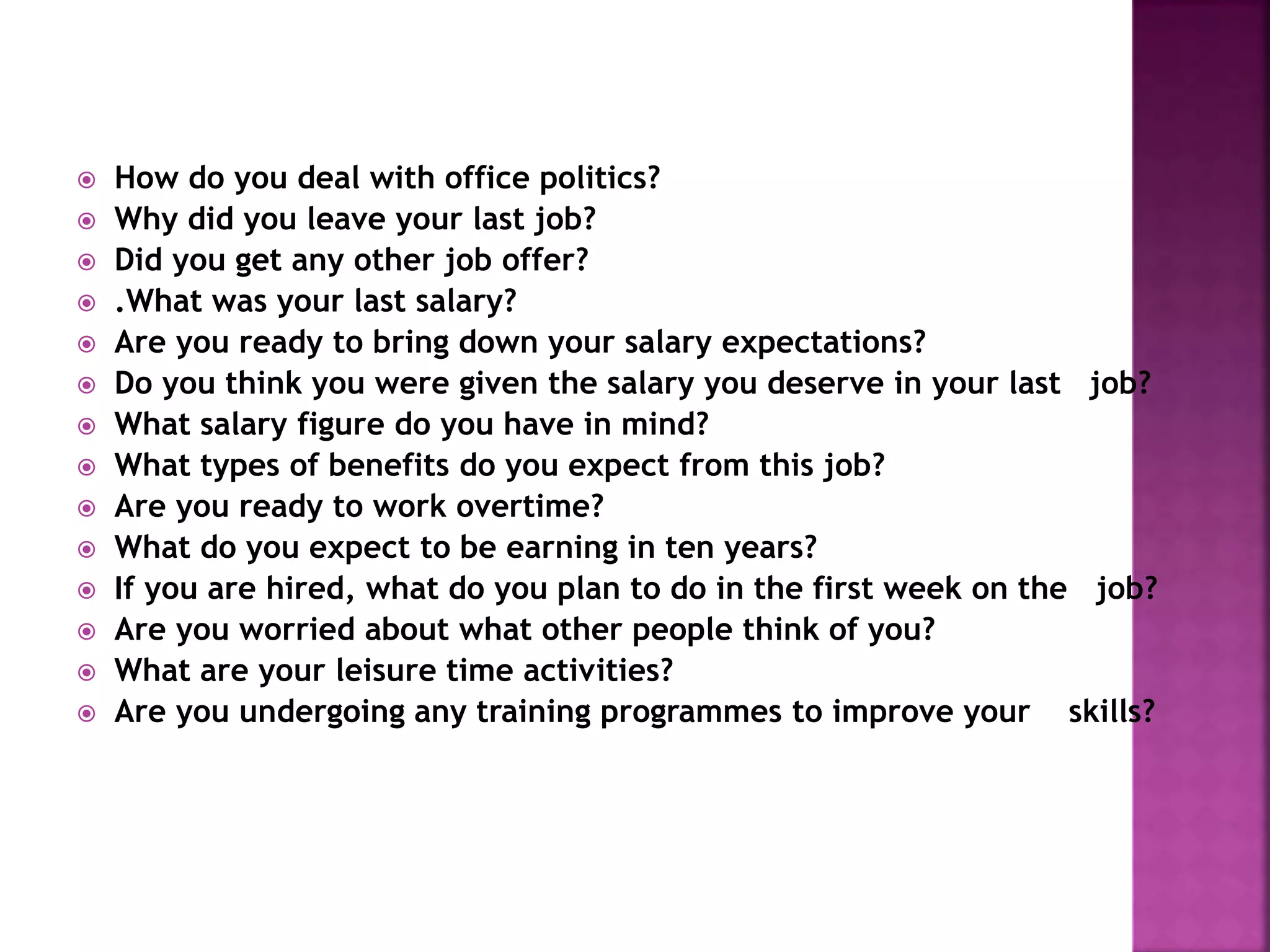 Most commonly and frequently asked questions for the | PPT