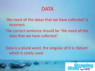 Most common mistakes in singular and plural forms made by Indian ...