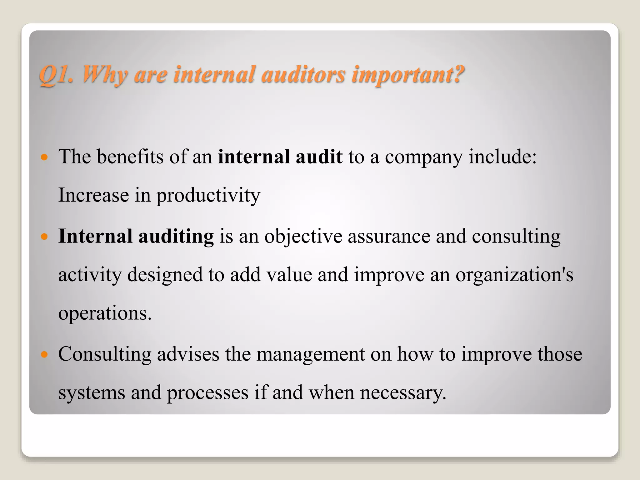Most common questions about internal audit | PPSX