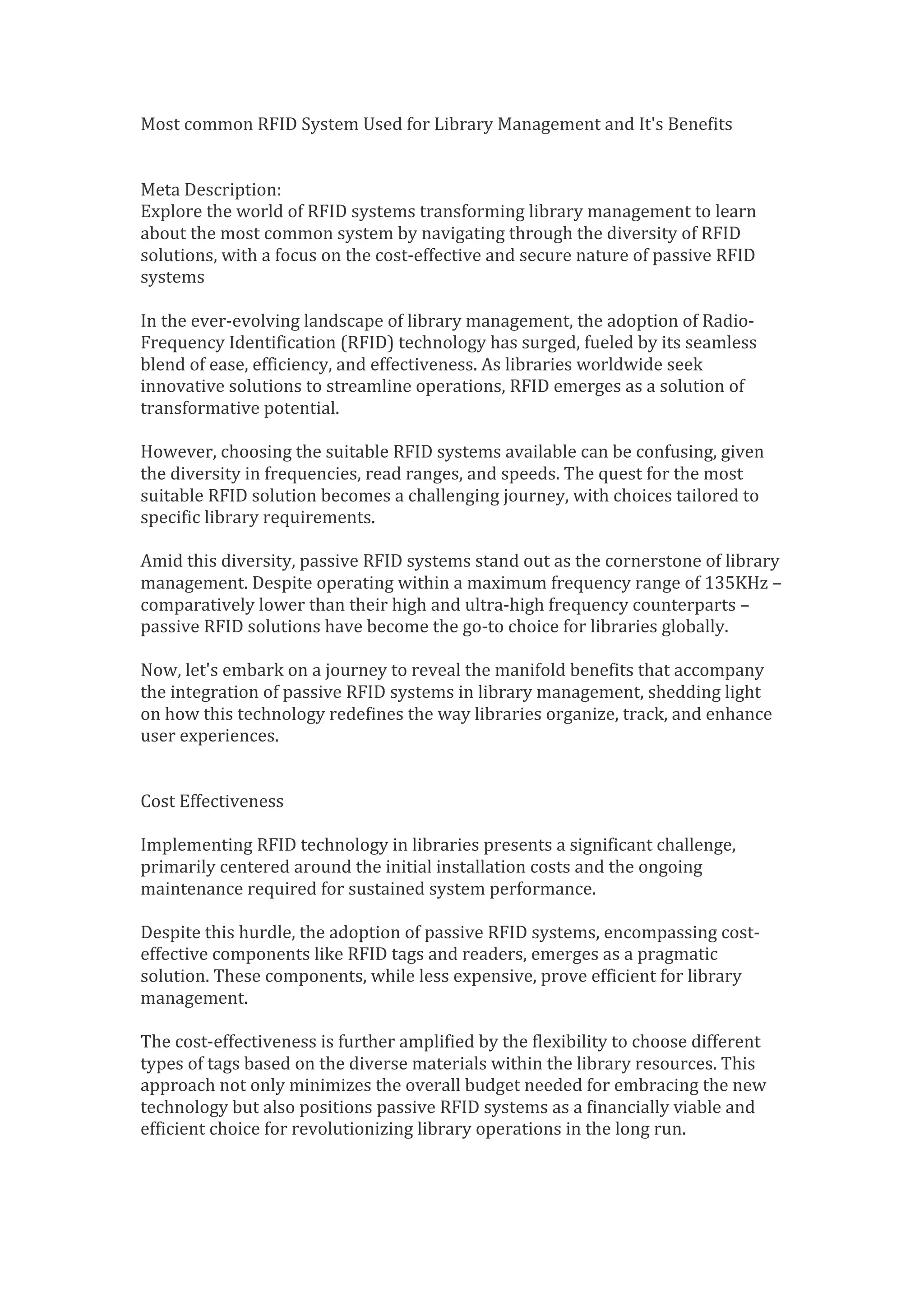 Most common RFID System Used for Library Management and It.pdf