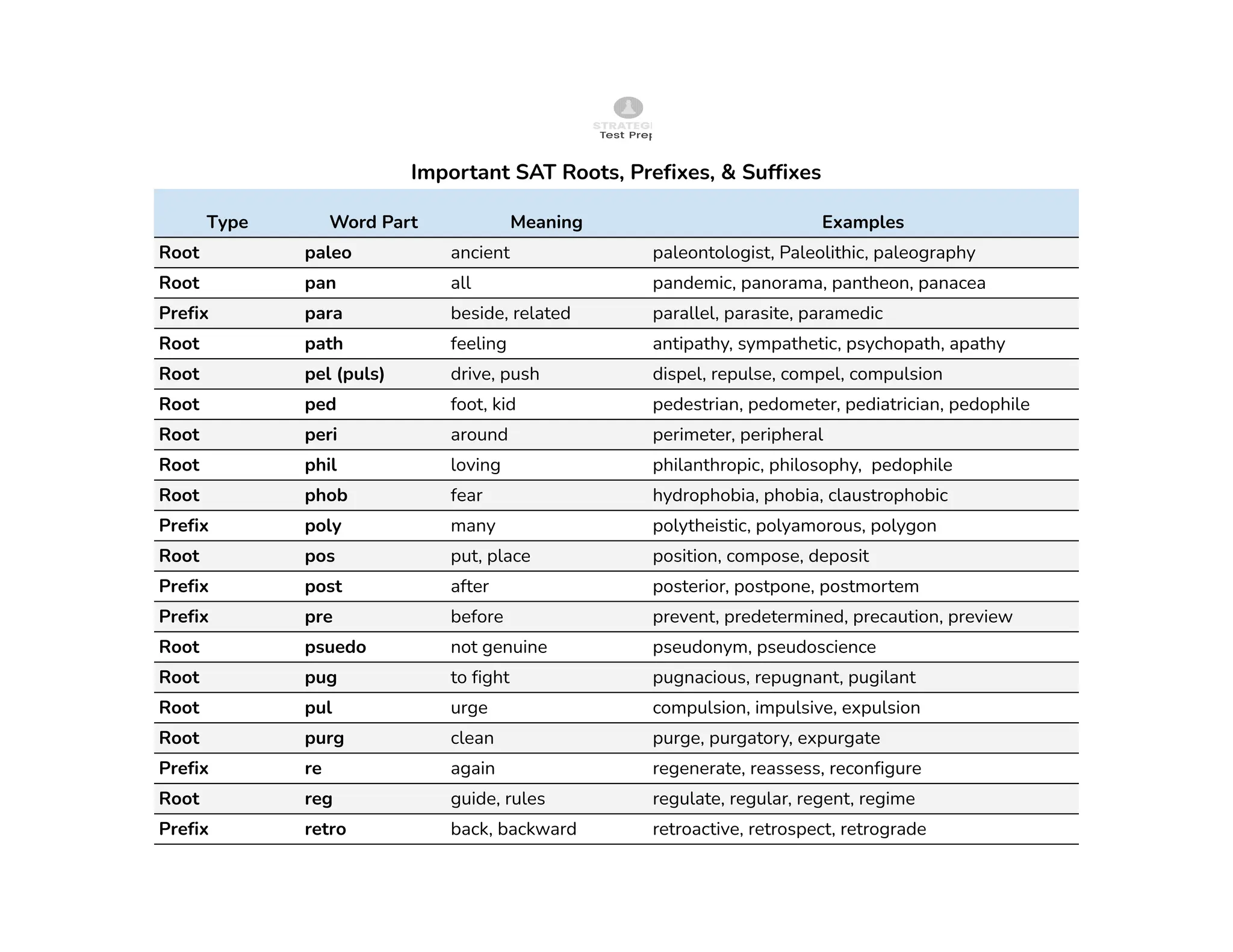 Most Common Roots, Prefixes & Suffixes - Sheet1.pdf