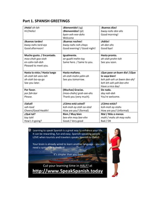 Most Common Spanish Phrases - Beginners Spanish Course | PDF