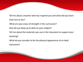 Most common teacher interview questions | PPTX