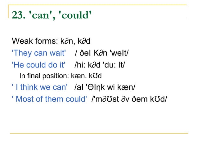 Most common weak forms in english | PPT