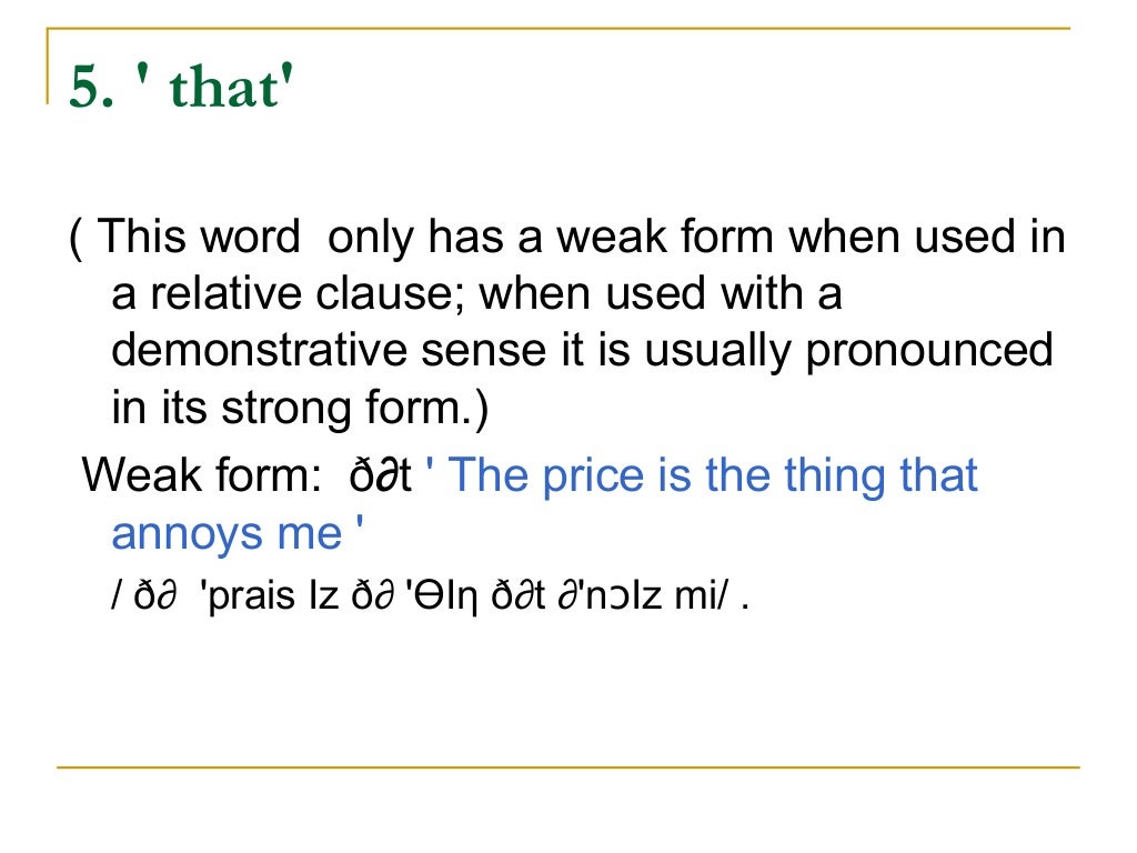 Most Common Weak Forms In English Most Common Weak Forms In English