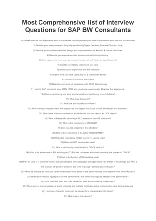 Most comprehensive list of interview questions for sap bw consultants | PDF