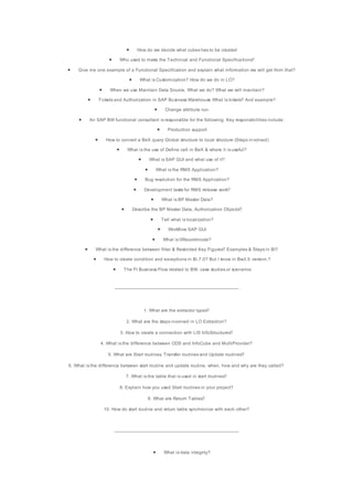 Most comprehensive list of interview questions for sap bw consultants | PDF