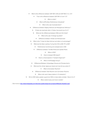 Most comprehensive list of interview questions for sap bw consultants | PDF