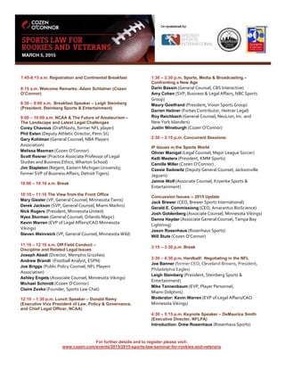 Sports Law for Rookies and Veterans March 5, 2015 | PDF