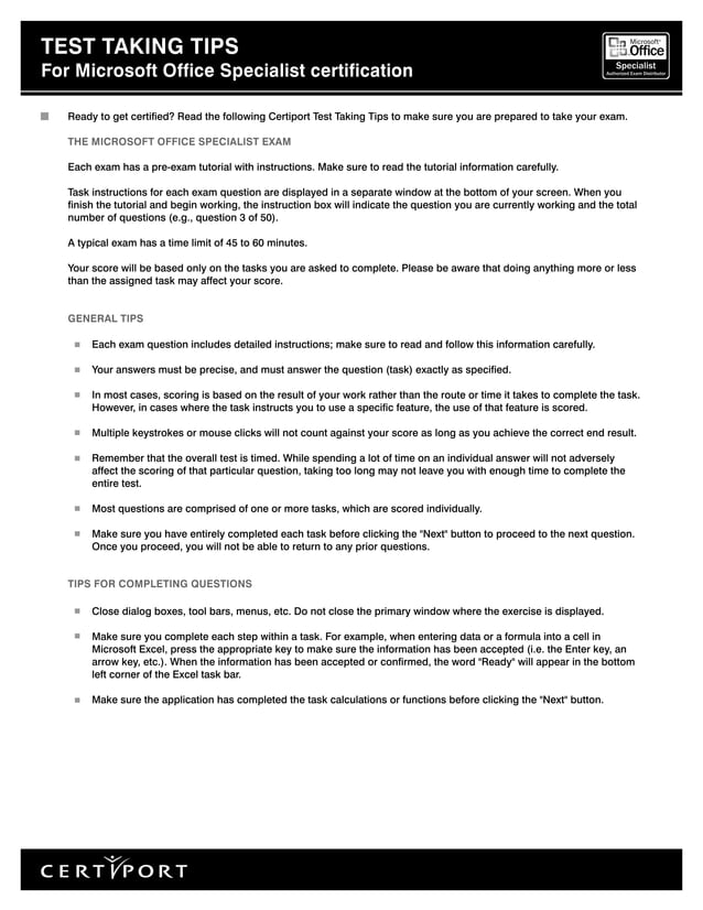 Mos Test Taking Tips | PDF