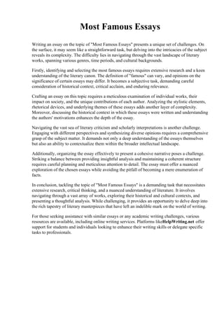 Most Famous Essays. Carl Albert State College | PDF
