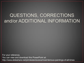 Most famous paintings of all time | PPTX