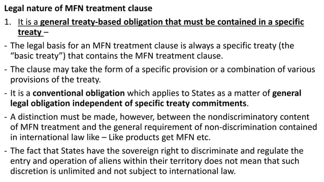 Most Favoured Nation Treatment.pptx | Business | Business and Finance