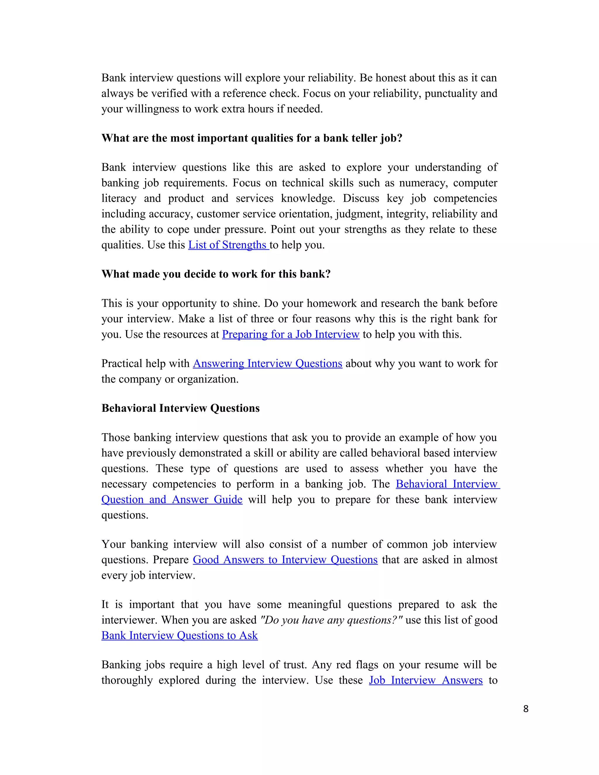 Most frequently asked bank interview questions | DOC