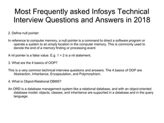 Most frequently asked infosys technical interview questions and answers in 2018 | PPT