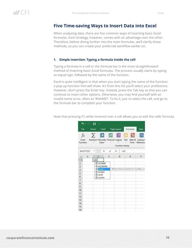 Most important excel functions & shortcuts | PDF