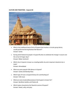 Most Important Gujarat GK Questions for Competitive Exams. | PDF