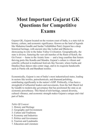 Most Important Gujarat GK Questions for Competitive Exams.docx
