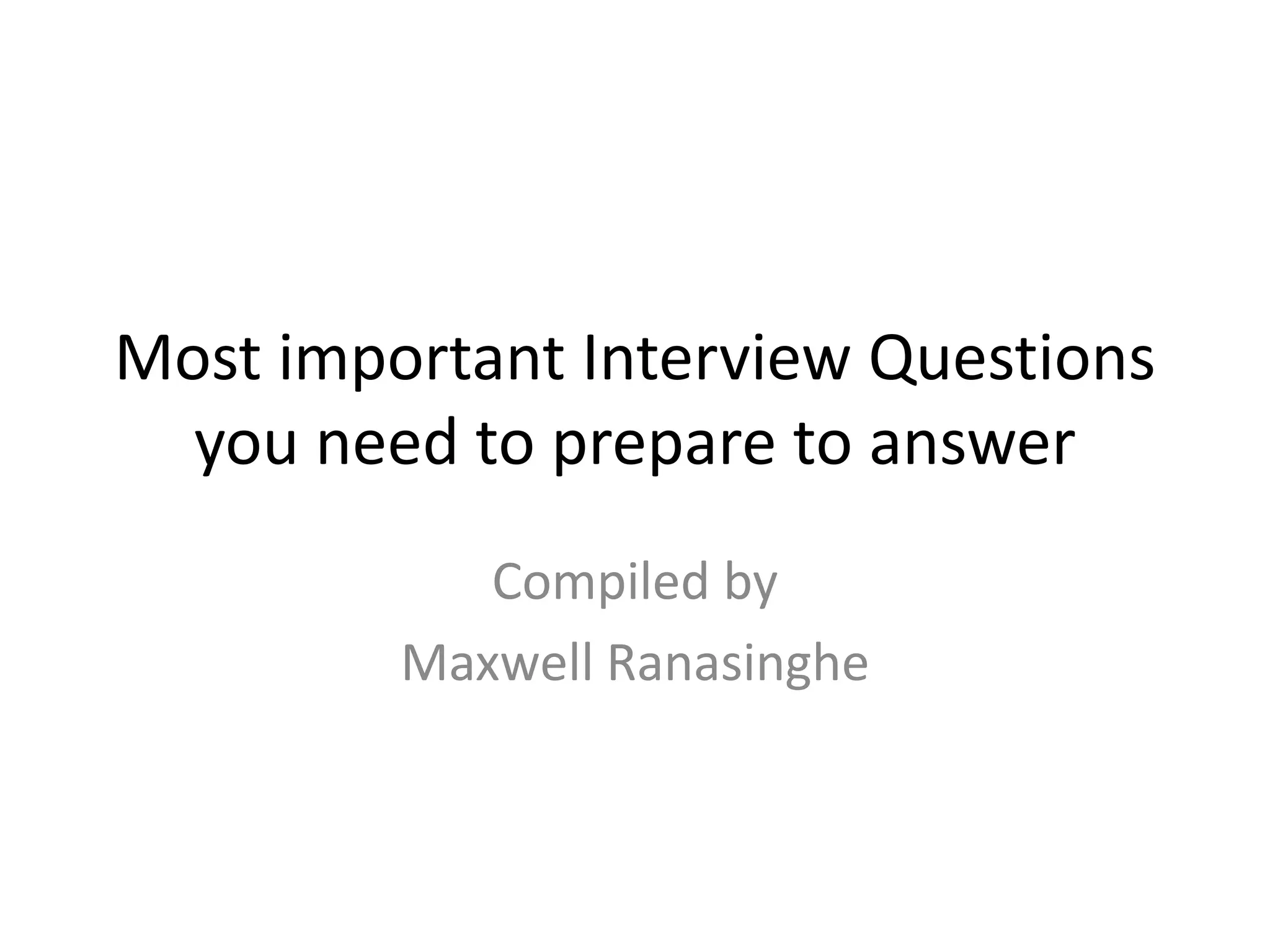 Common Interview Questions | PPTX