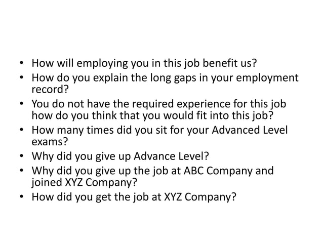 Common Interview Questions | PPT