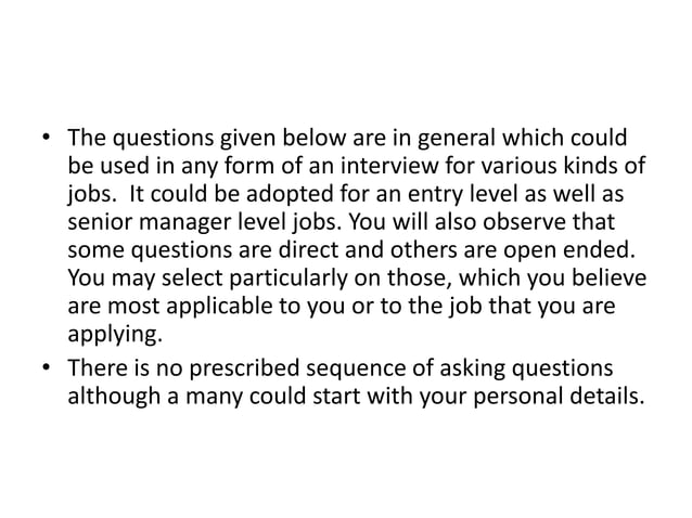 Common Interview Questions | PPT