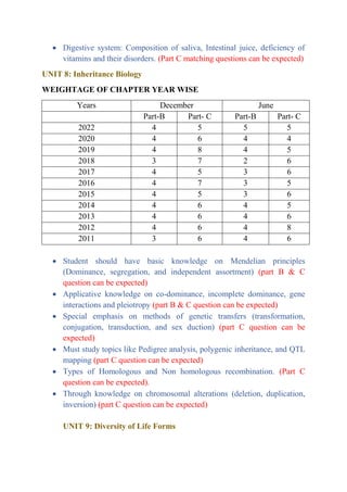 Most Important Topics For CSIR Life Science | DOCX