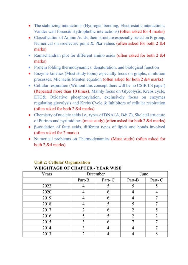 Most Important Topics For CSIR Life Science | DOCX | Biological ...