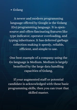 Most in demand skills for software development staff augmentation | PDF