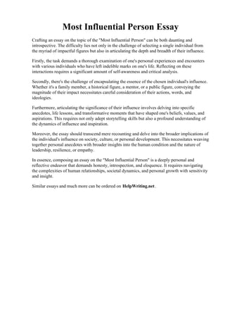 Most Influential Person Essay | PDF