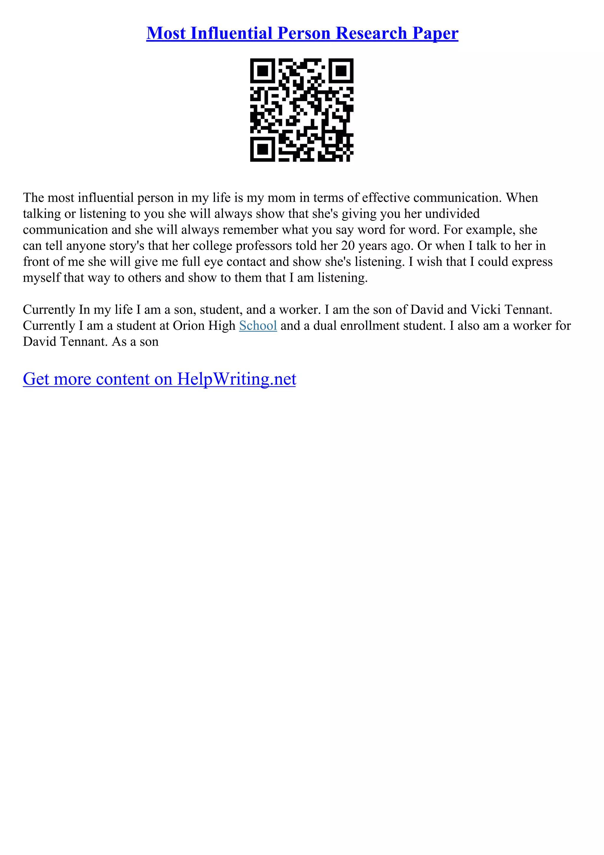 Most Influential Person Research Paper | PDF