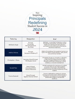 Most Inspiring Principals Redefining Student Success in 2024. | PDF | Professional School ...