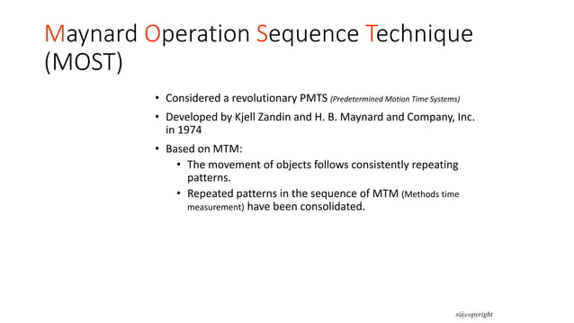Most (Maynard Operation Sequence Technique) | PPTX | Desktop Publishing | Computer Software and ...