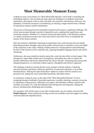 Most Memorable Moment Essay | PDF