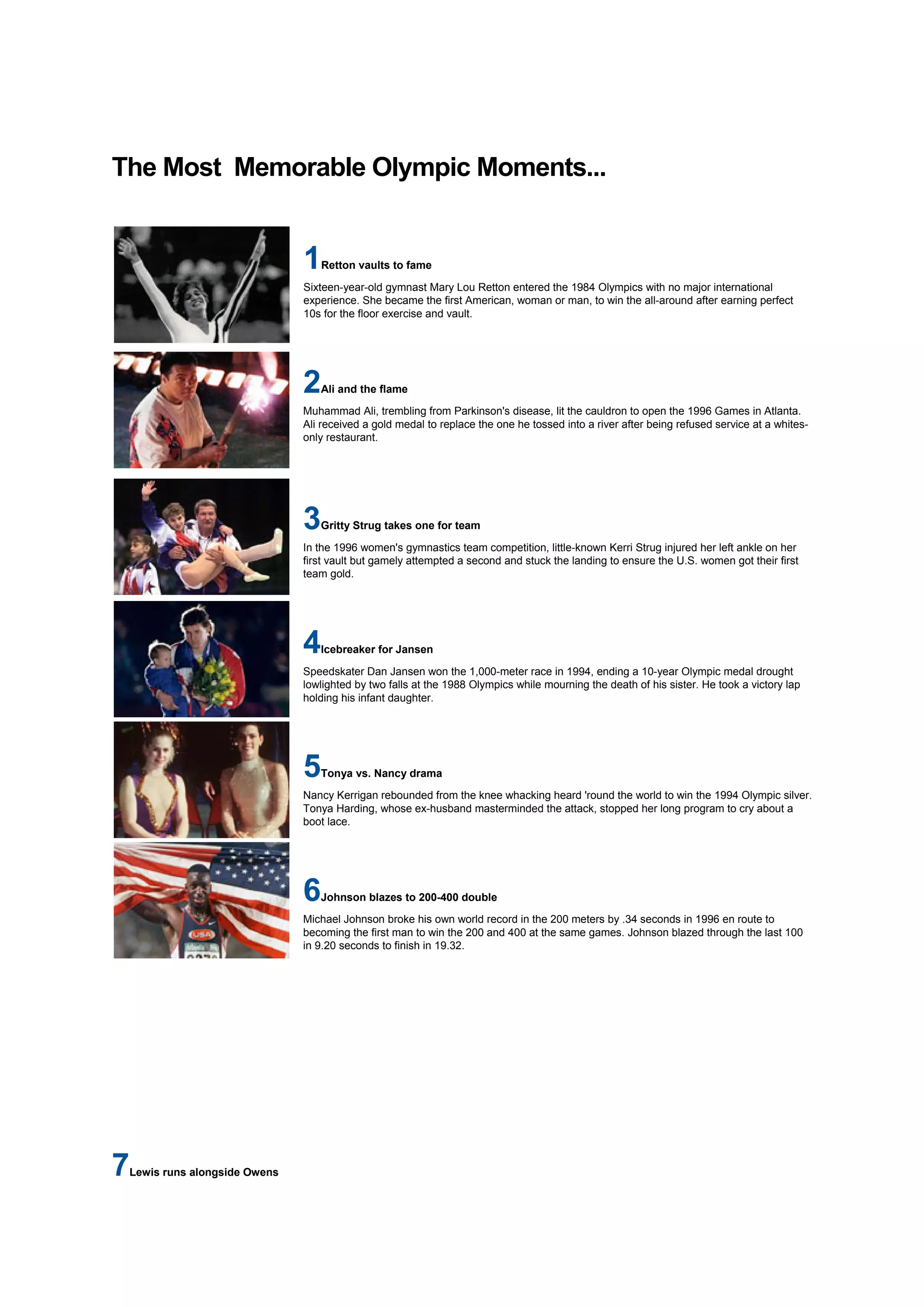 Most memorable olympic moments | PDF | Winter Olympic Sports | Olympic ...
