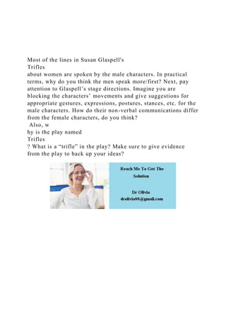 Most of the lines in Susan Glaspells Trifles about women .docx