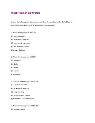 Most Popular Sat Words | PDF