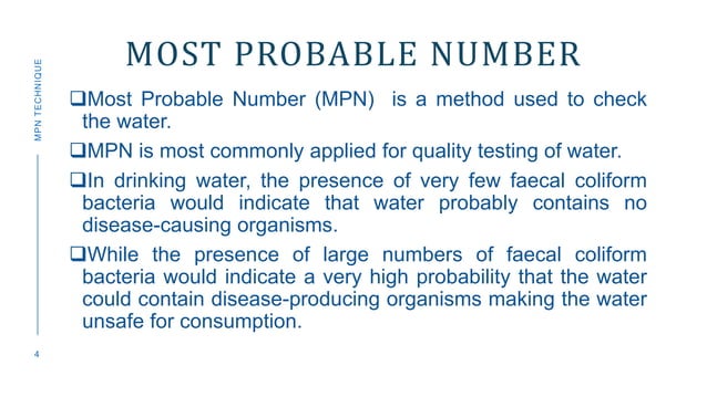 Most probable number MPN.pptx | Chemistry | Science