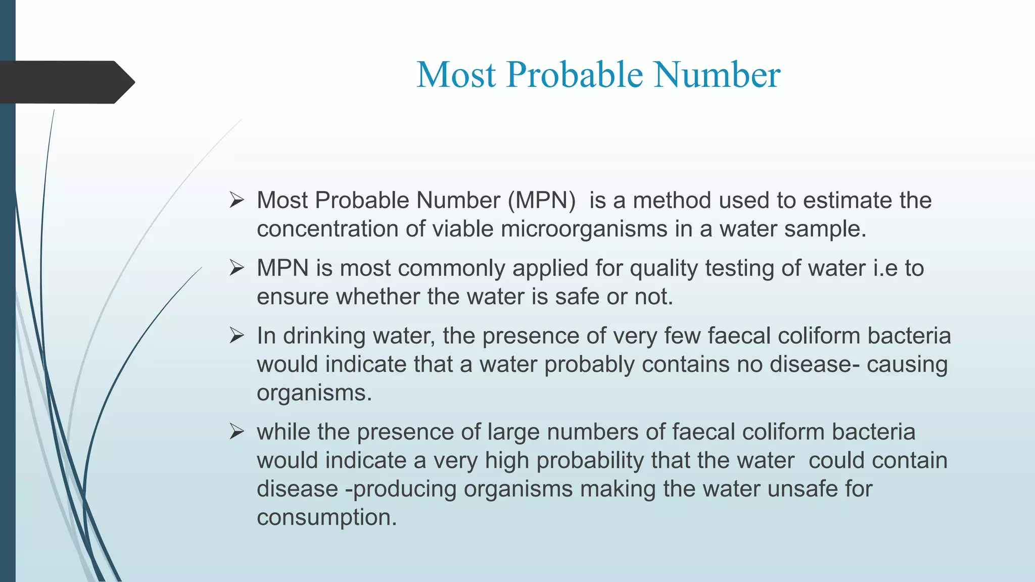 Most probable number (MPN) method | PPTX